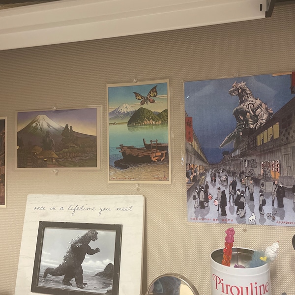 Godzilla Temple Japanese Woodblock Print - Etsy