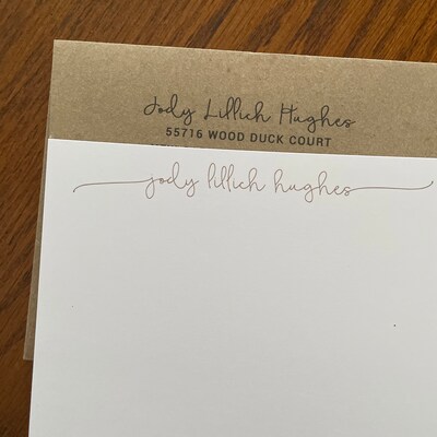 Script Personalized Stationery Cards Set, Flat Notecards, Personalized ...