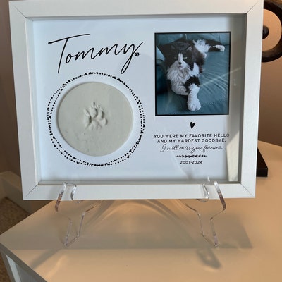 Pet Memorial Paw Print Holder Shadow Box, Two Paw Prints, Pet Loss ...