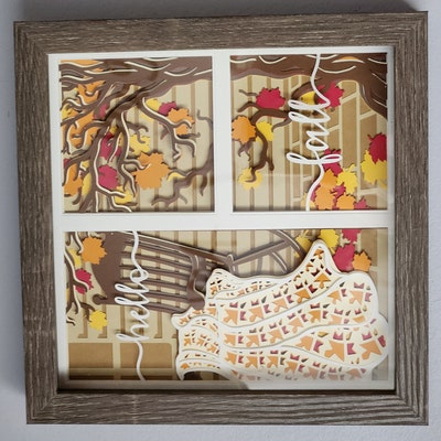 3D Layered Fall Quilt SVG EPS, Fall Shadow Box, Autumn 3D Svg, Leaves ...