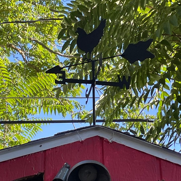 The Lazy Scroll Hen Chicken Roof Mounted Weathervane Black Wrought Iron ...