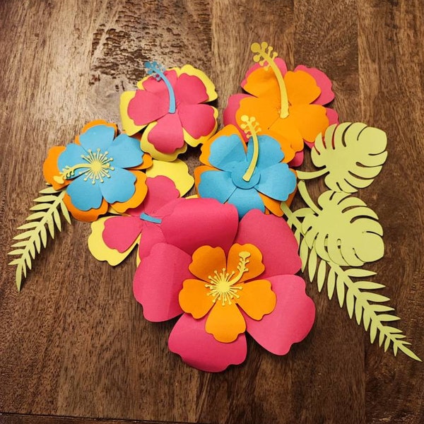 Paper Flower SVG, Hawaiian Hibiscus Paper Flower Template Bundle SVG ...