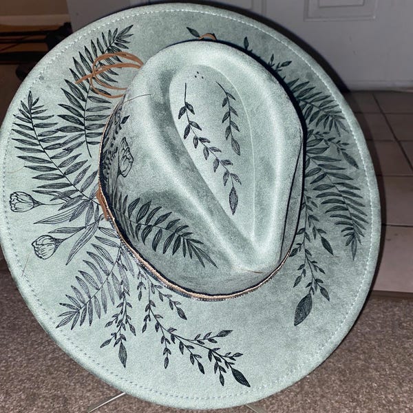 Hand Burned - Olive Green Sunflower Baseball Hat - Etsy