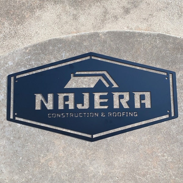 14”x28” Custom Logo Cut-out Business Metal Sign | Outdoor Logo Sign ...