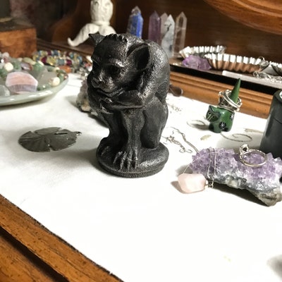 Gothic Imp Gargoyle, Small Irving in Blackened Iron, Cast Shadows ...