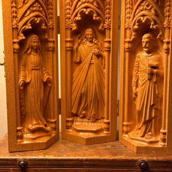 Holy Family Catholic Triptych of the Virgin Mary Jesus Christ St Joseph Portable Altar Catholic ...