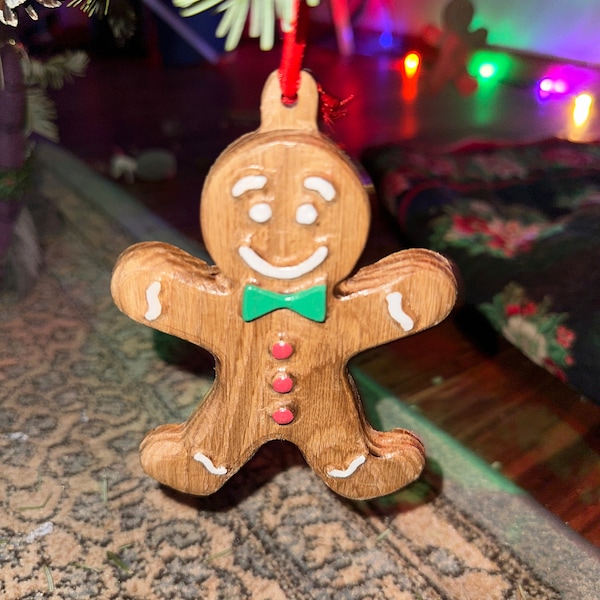 Carved Wooden Reindeer Christmas Ornament - Hand-painted Holiday Decor ...