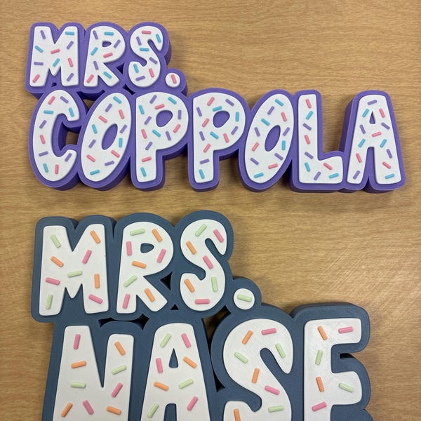 3D Sprinkles Name Plate - Custom Cupcake Name Sign - Purple Teacher ...