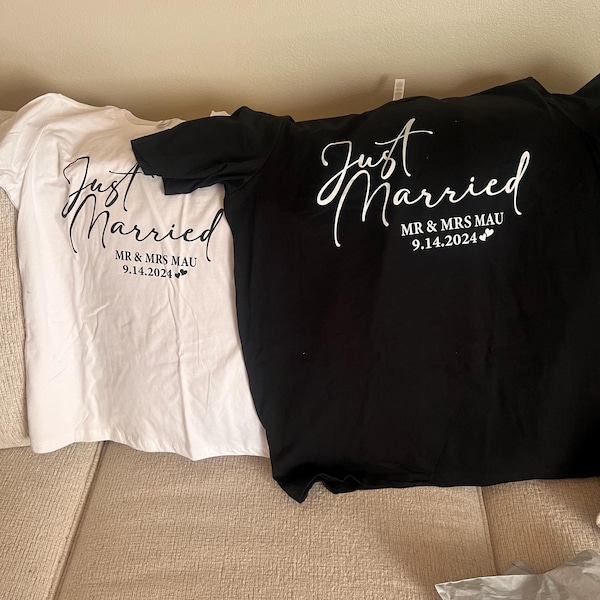 Just Married T-shirt, Personalized Husband and Wife Couples Honeymoon T ...