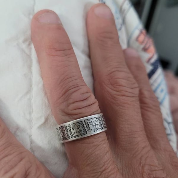 Aztec and Mayan Hieroglyphics Ring, Ancient Unique Mens Ring in ...