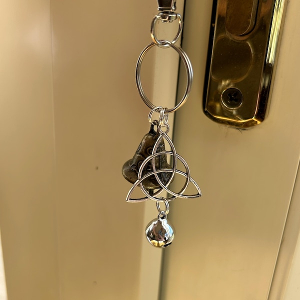 Triquetra and Hare Witch Bells - Key-ring or Bag Charm - Pagan Wicca ...