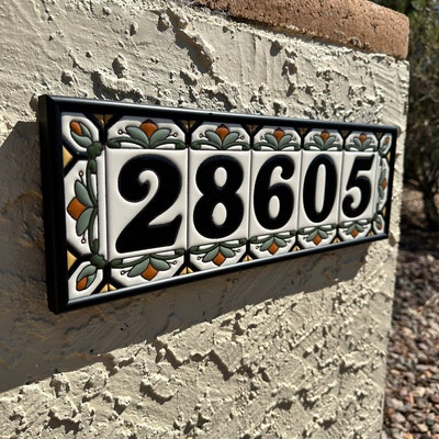 House Numbers Address Tiles Framed Set Custom Address Tiles Sign Hand ...