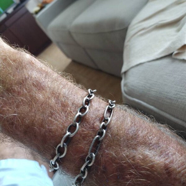 Mens Heavy Oval Rolo Chain, Sterling Silver Necklace - Etsy