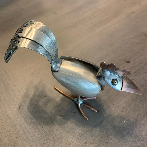 Spoon Rooster Silversmith Small Sculptures Farm Welded Garden Silver ...