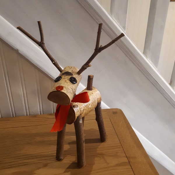 Hand Made Wooden Log Reindeer - Etsy