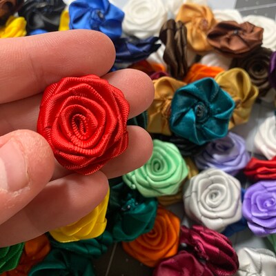 10 Small 1 Handmade Double Face Satin Ribbon Roses in - Etsy