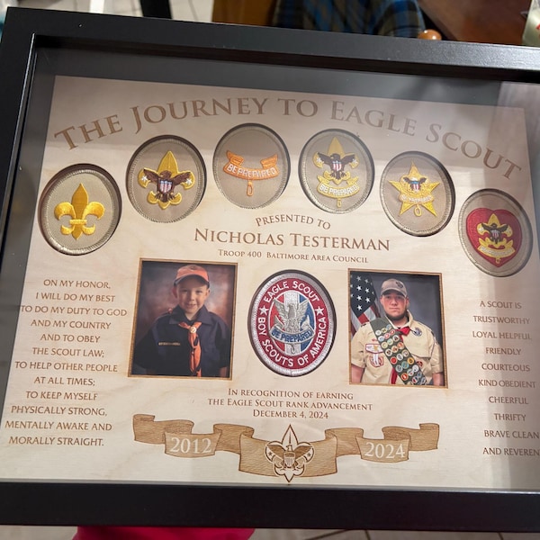 Journey to Eagle Plaque, 11x14 Wood Plaque, Eagle Scout Patches ...