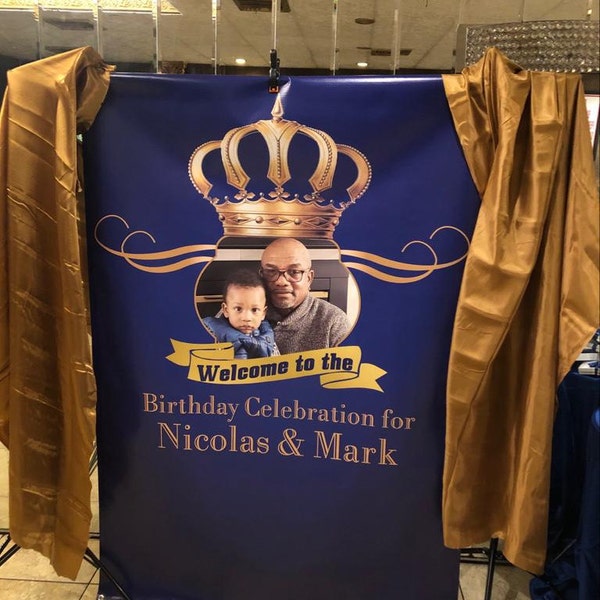 Royal Prince Personalized Photo Backdrop, Birthday Cake Table Backdrop ...
