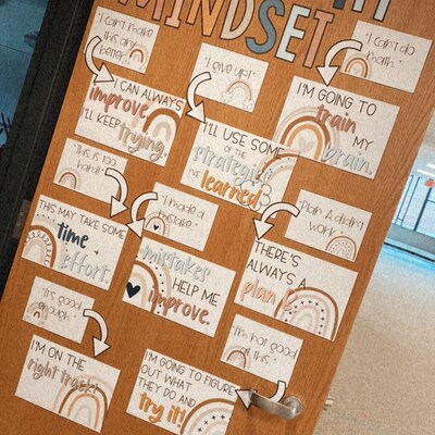 BOHO RAINBOW Growth Mindset Posters Neutral Rainbow Classroom Decor ...