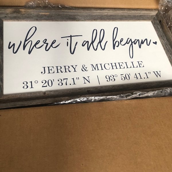 Where It All Began Sign, Custom Coordinates Wood Sign Latitude ...