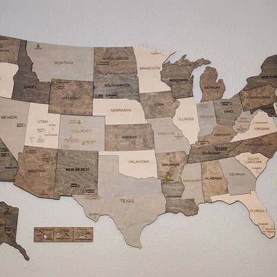 Wooden US Map United States Map Wall Art US Map Push Pin Map Travel Map ...