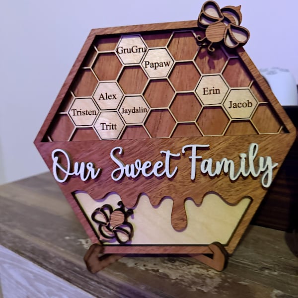 Personalized Bee Hive Family Tree Plaque: Custom Grandparent Gift ...