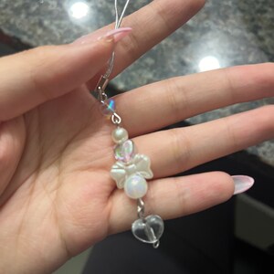 Pink Phone Charm Cute Beaded Keychain, Pink Phone Straps, Y2k Star ...