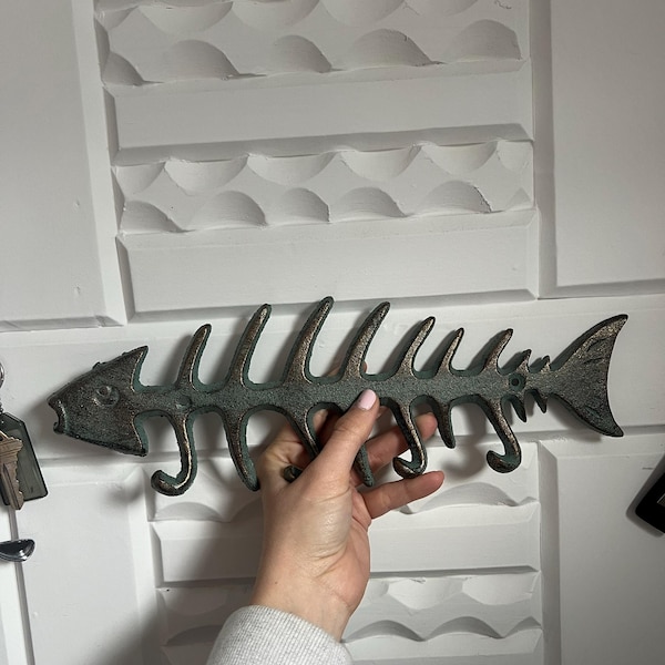 Large Fish Bone Key Hook Cast Iron - Etsy