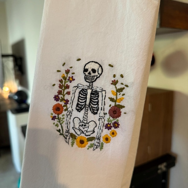 Spooky Skeleton Hand Embroidery Pattern, Skeleton Embroidery, Halloween ...