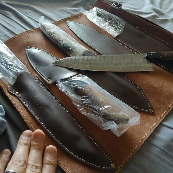 Handmade Damascus Chef Knives Set 6 Pcs Rose Wood Handle Best Gift for ...