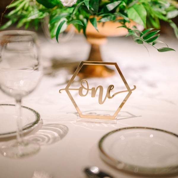 Table Numbers Hexagon Table Numbers Wedding Table Numbers Gold Table ...