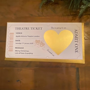 Theatre Scratch Card - Theatre Ticket - Personalised Play Voucher ...