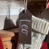 Hand Lettered Personalized Christmas Stocking Tags, Customized Stocking ...