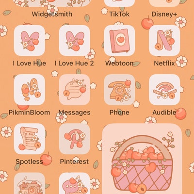 Peach Ios 14 Icons, Cottagecore Peach App Icons, Summer Aesthetic Ios14 ...