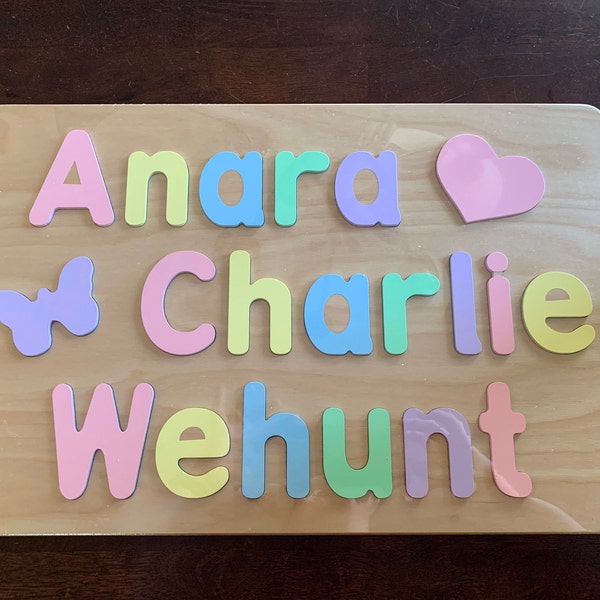 Wooden Name Puzzle for Three Names - Custom Personalized - Birthday ...