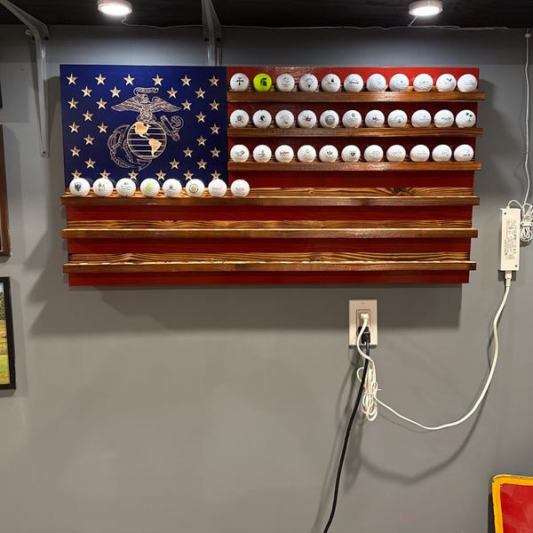 Small American Golf Ball Wooden Flag Display, Holds 48 Balls - Etsy