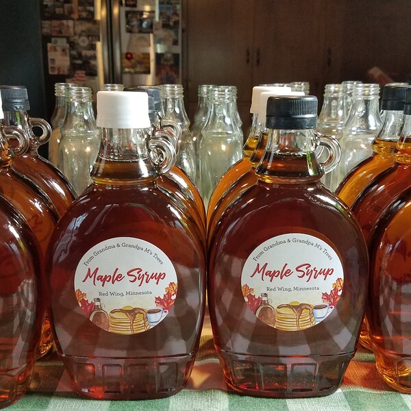 Custom Watercolor Maple Syrup Labels With Pancake Breakfast Painting ...