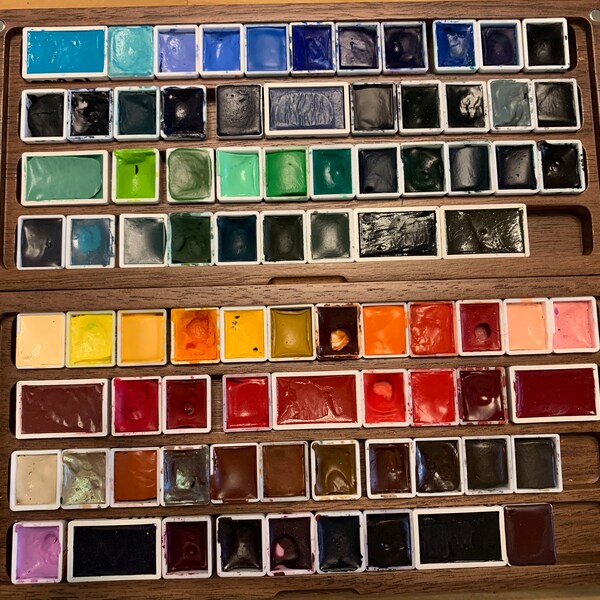 Natural Walnut Wood Watercolor Artist Paint Palette, Sable Wood, Retro ...