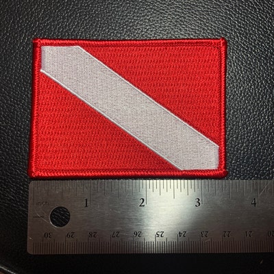 DIVER DOWN FLAG Patch Scuba Diving Embroidered Iron-on Applique Emblem ...