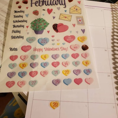 February Bullet Journal Sticker Sheet Basics Valentine Themed Stickers ...