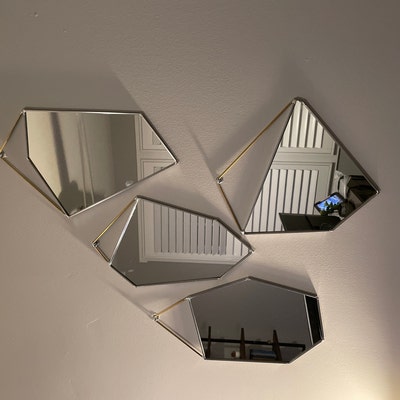Geo Rock Shape Mirrors 4 Shapes Mirror Hanging, Modern Stained Glass ...