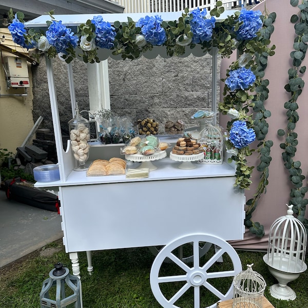 White PVC Sweet Cart: Collapsible Dessert Bar, Party Decor (70" High ...