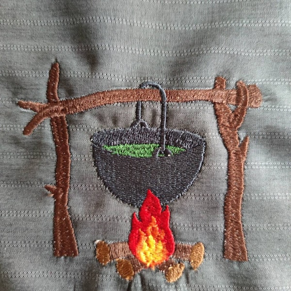 Camping Fire Embroidery Design. Bonfire Embroidery Design. Campfire ...