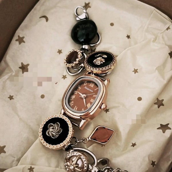 Vintage Watch Bracelet,chunky Watch Face Bracelet,punk Y2k Chain ...