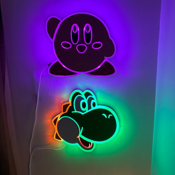 Yoshi Sign , Neon Like , Yoshi Light Art , Wall Decor, Yoshi Colored ...