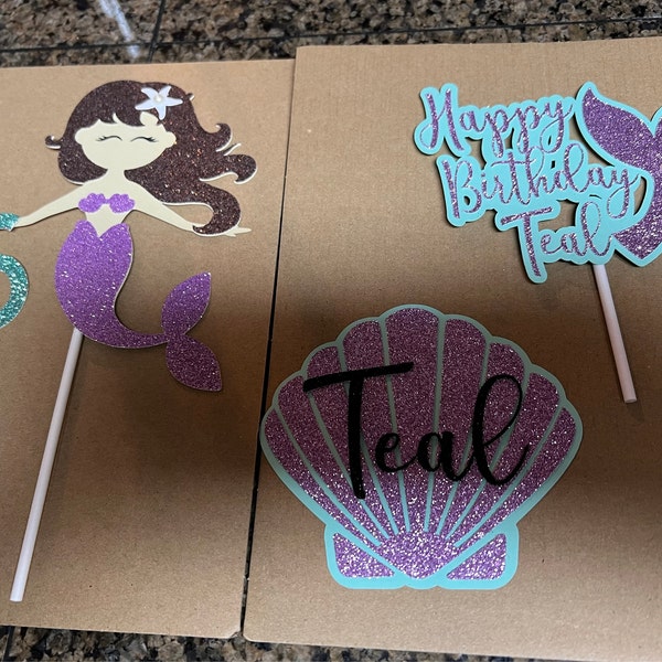 Custom Mermaid Cake Topper With Shell - Etsy