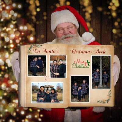 Santa Holding a Book Photography, Christmas Digital Backdrop, Santa ...