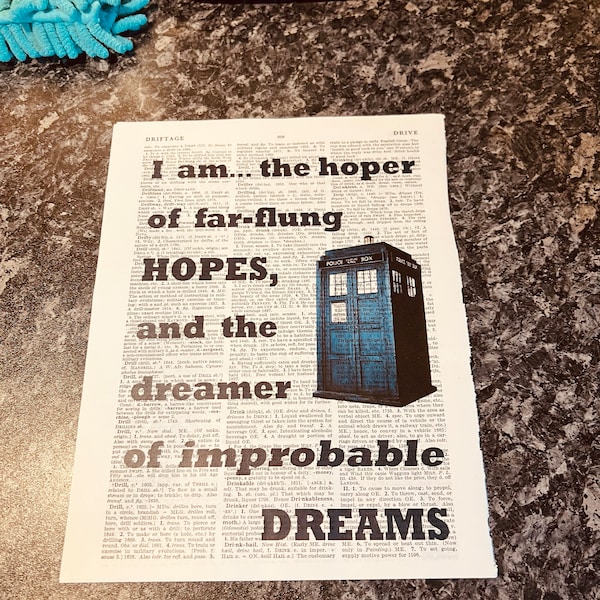 Doctor Who Prints: Tardis Art With Quotations, Printed on Vintage ...