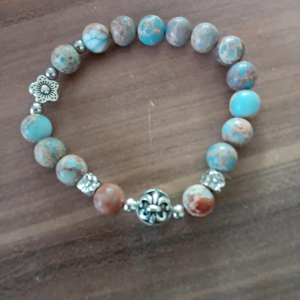 1 Full Strand Matte Natural Grey Map Jasper Beads, Gray Crazy Lace ...