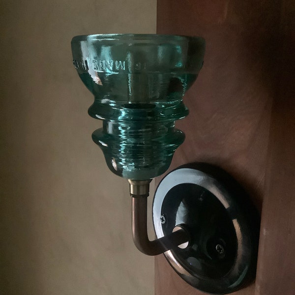 Vintage Telegraph Glass Insulator Single Black Wall Sconce Clear ...